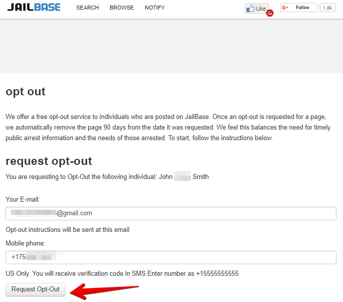 How To Remove Personal Information From Jailbase.com