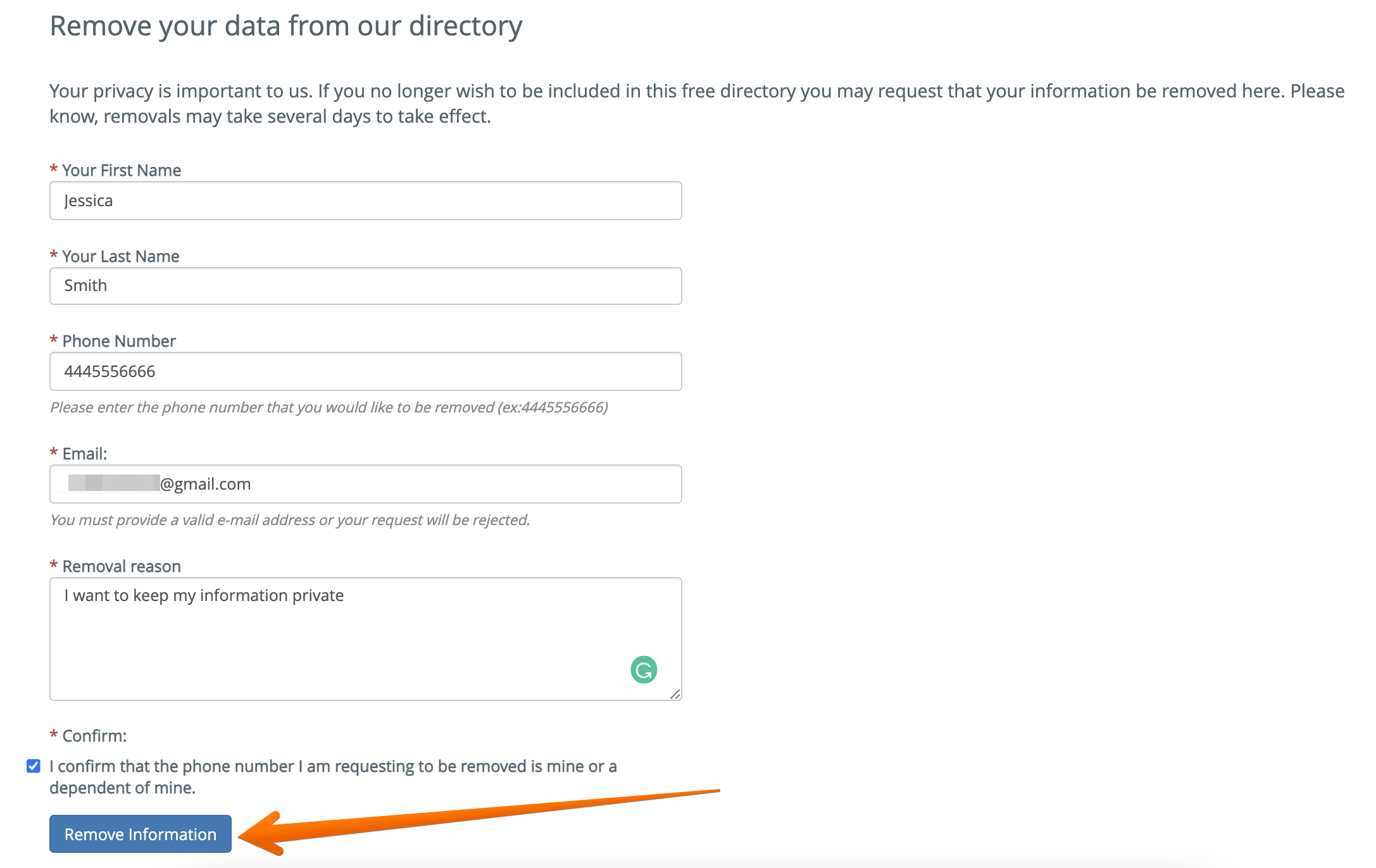 PrivateNumberChecker Opt Out | Remove Information Guide [2024] | Onerep